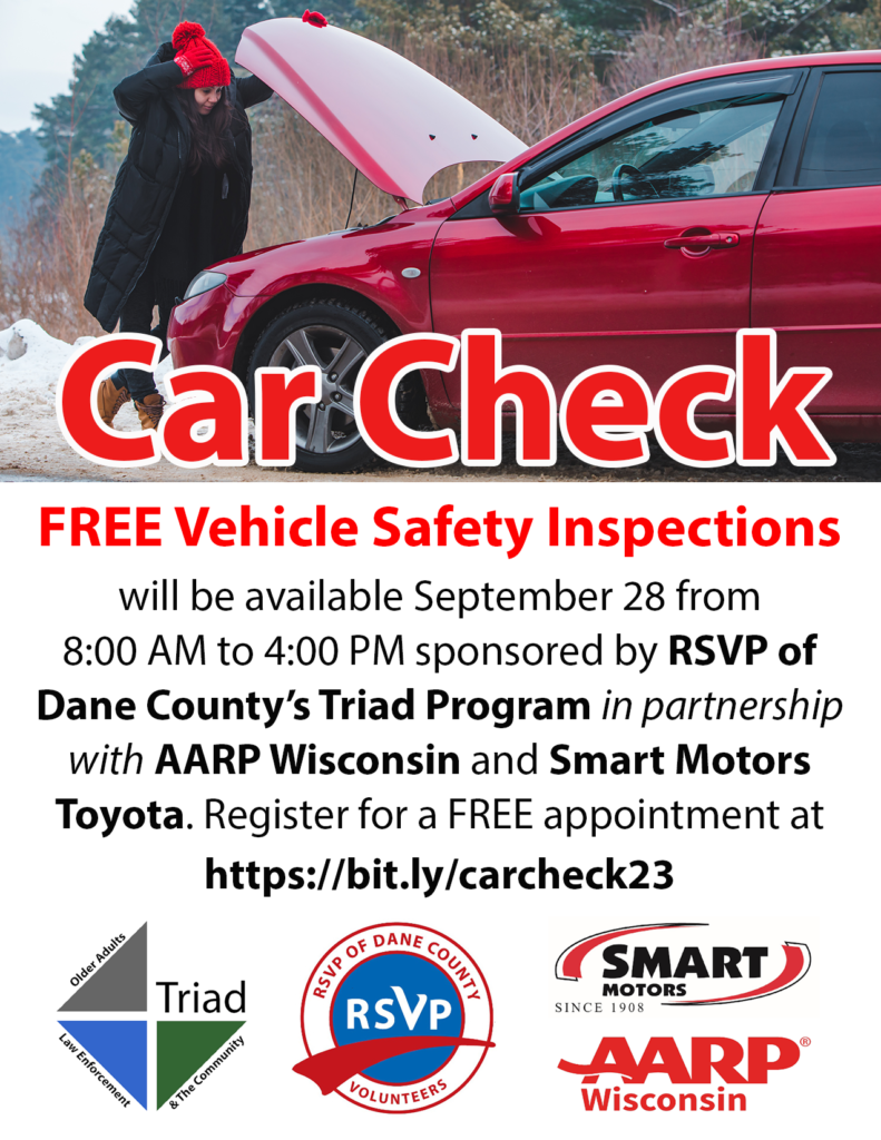 Triad Car Check is September 28. Register now! - RSVP of Dane County